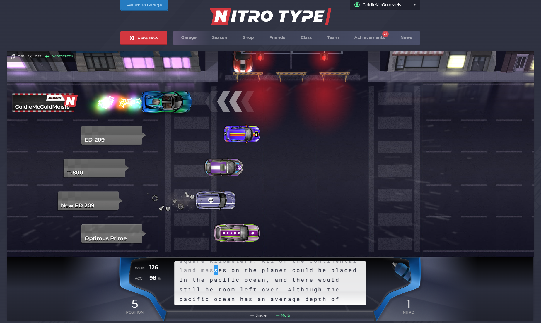 LAUNCHED: Custom Nitros, Widescreen, Exclusive Cash Loot & Retro Rewind! - News | Nitro Type